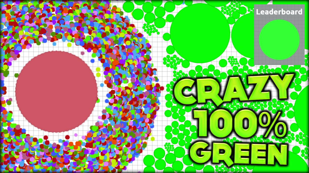 CRAZY 100% GREEN TEAM AND HUGE GIVEAWAY CELL IN AGARIO! NEW AGAR.IO ...