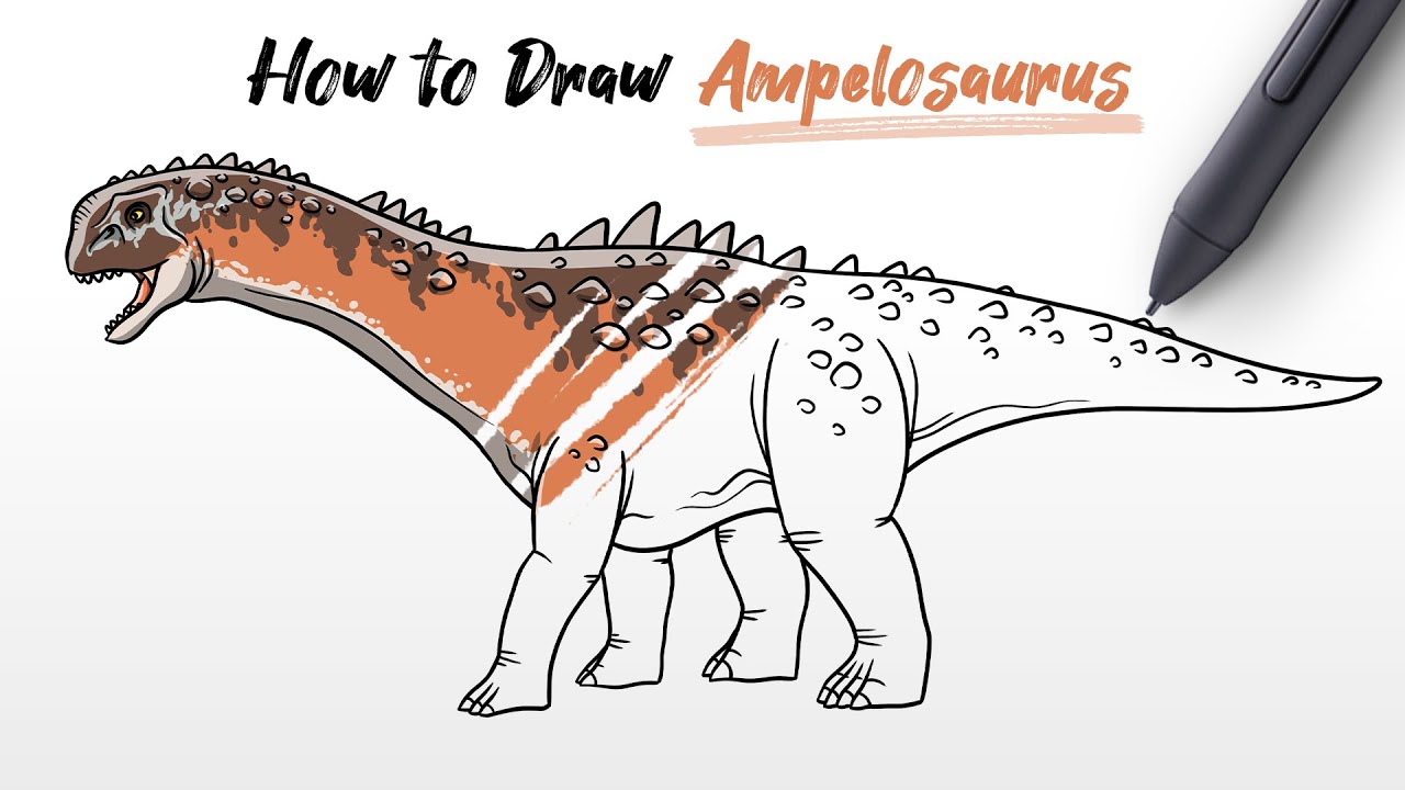 How to Draw Ampelosaurus from Jurassic World Dominion Mattel Easy Step ...