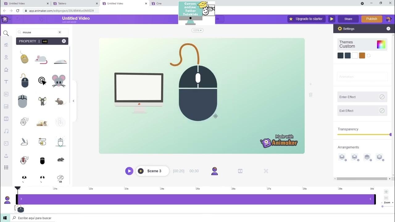Curso tutorial "Aprende a hacer vídeos animados con Animaker 2.0" en su plan gratuito. Lección ...