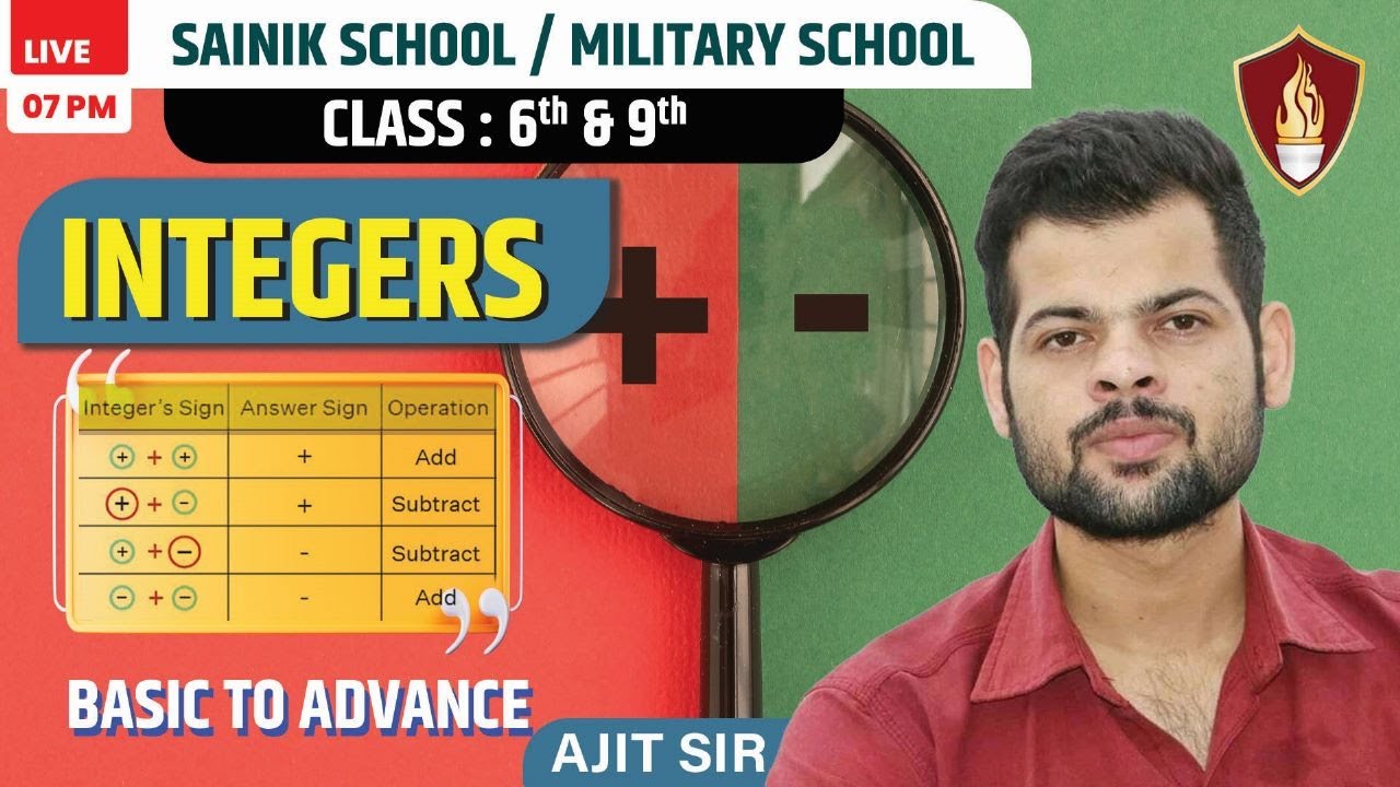 Integers Numbers | Sainik School & RMS Entrance Exam Class 6 & 9 2023 Maths | Basic To Advance ...