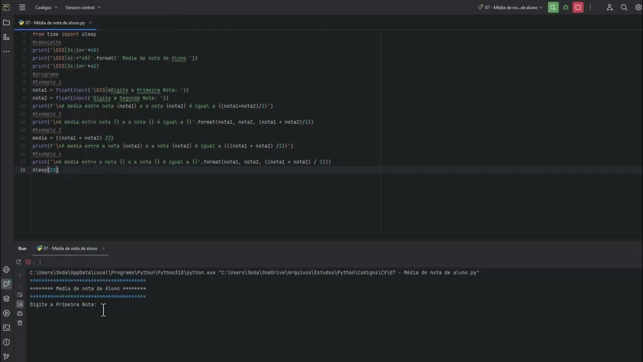 Média de nota de aluno #python - YouTube