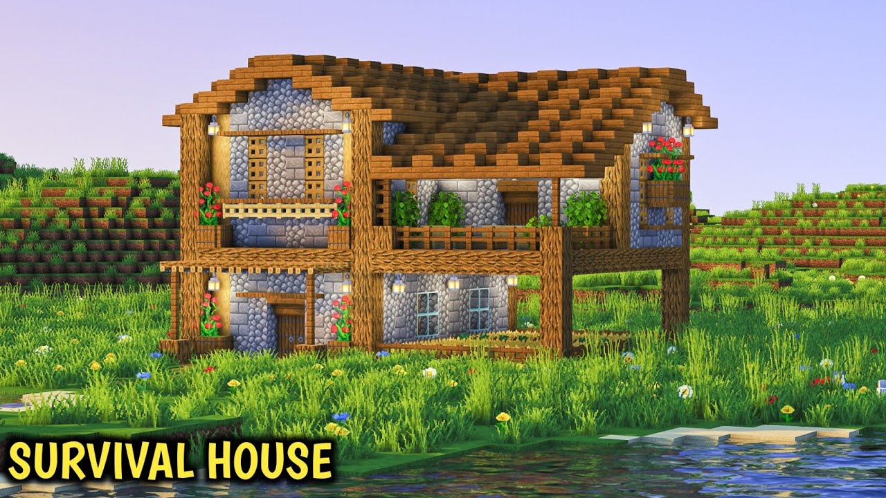 STARTER SURVIVAL HOUSE || How to make easy survival house #minecraft ...