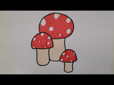Rəsm - Göbələk Necə Çəkilir - How to Draw Mushroom