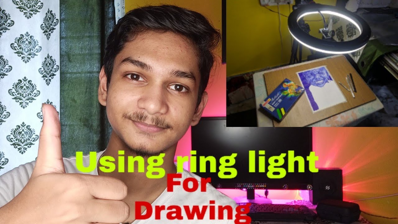 unboxing and review a ring light and using ring light for my drawing ...