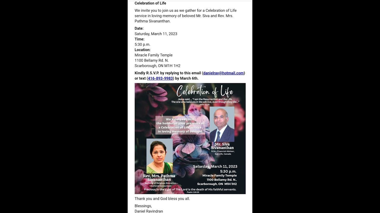 Celebration if life : Mr siva Sivananthan & Mrs Pathma Sivananthan ...