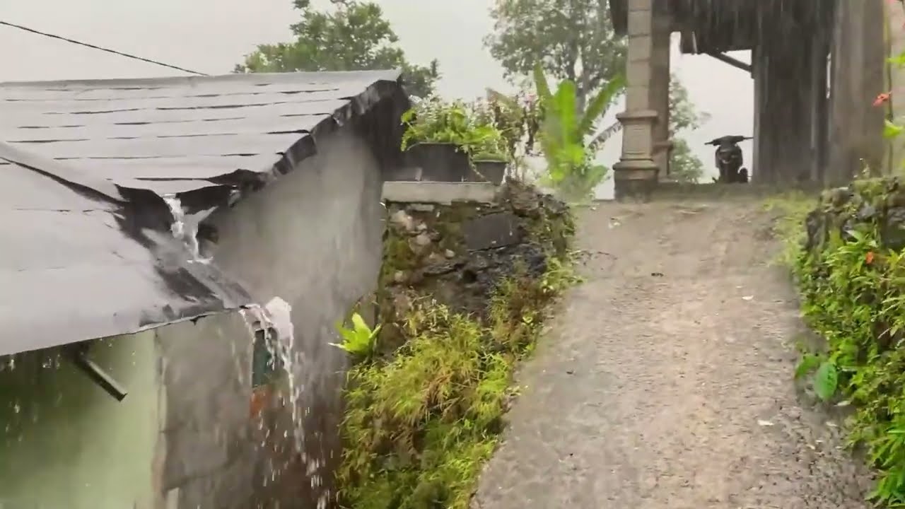REAL LIFE SCENES at SUPER HEAVY RAIN in Indonesia – Rain Walking Tour ...