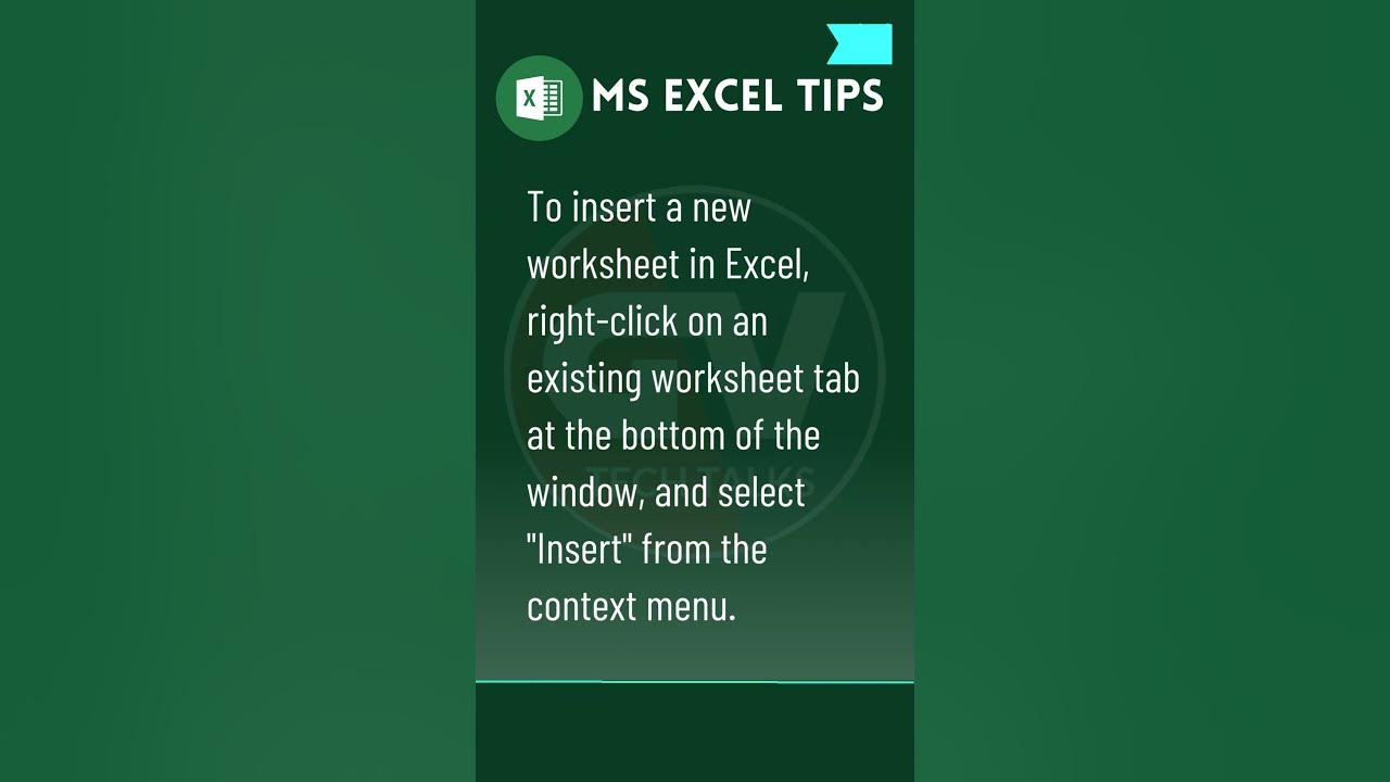 Excel Tips #4 How to insert a new worksheet in Excel - YouTube