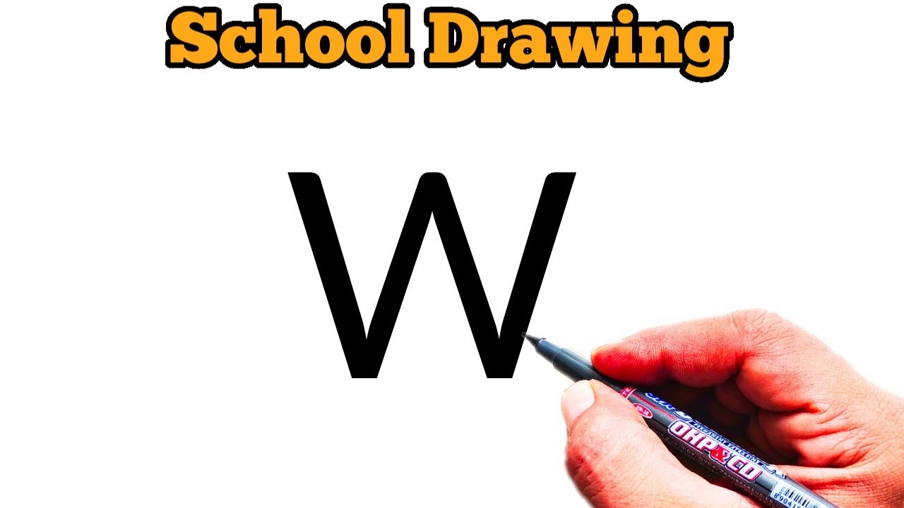How to draw school from letter W | Easy school drawing | स्कूल का चित्र ...