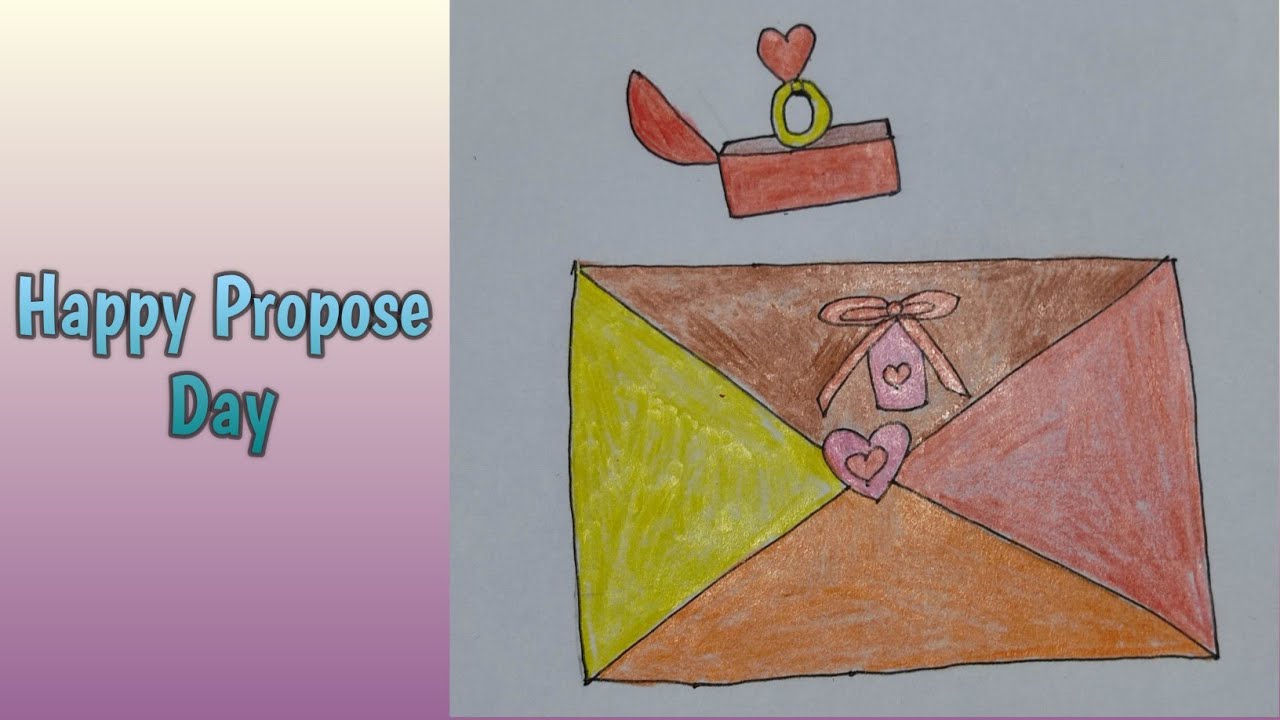 How to draw Propose Day II Propose with a card and ring II Propose Day ...