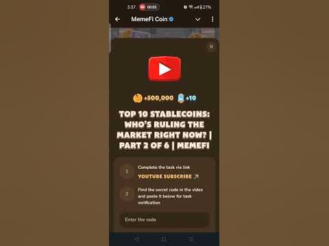 TOP 10 STABLECOINS WHO IS RULING THE MARKET RIGHT NOW | Part 2 of 6 | Memefi | Memefi Code - YouTube