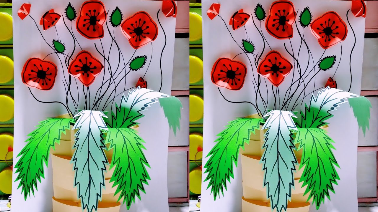 A4 nirmana / how to make beautiful paper flowers wall hanging / easy ...