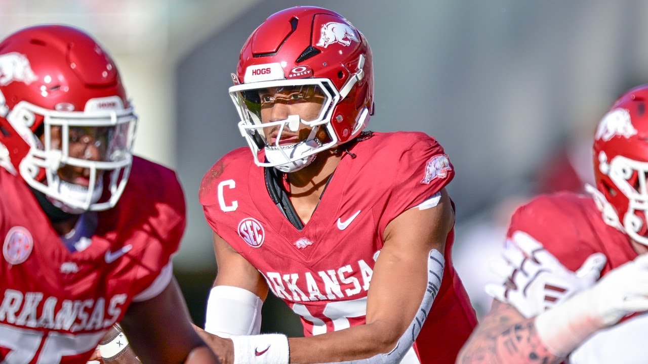 Razorbacks quarterback Taylen Green, offensive lineman Fernando Carmona ...