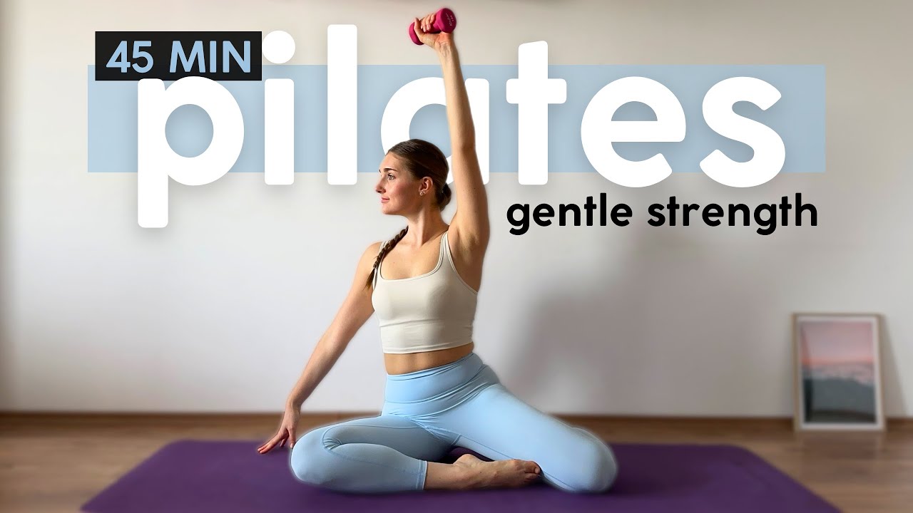 45 MIN Pilates full body workout with Light Weights | Gentle ...