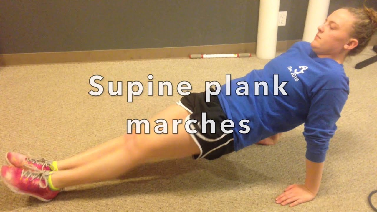 Supine plank marches - YouTube