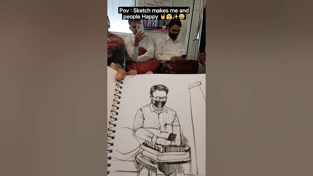 sketching in metro 🔥 ️🌸 Delhi metro 🔥 ️ one of My fav place to sketch 🤗😄🌸🔥#shortsfeed #shorts # ...