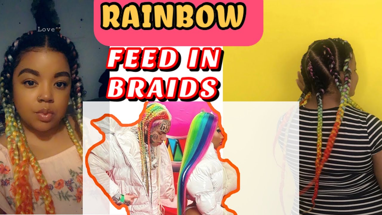 TROLLZ INSPIRED FEED IN BRAID// POP SMOKE BRAIDS|RAINBOW FEED IN BRAIDS ...