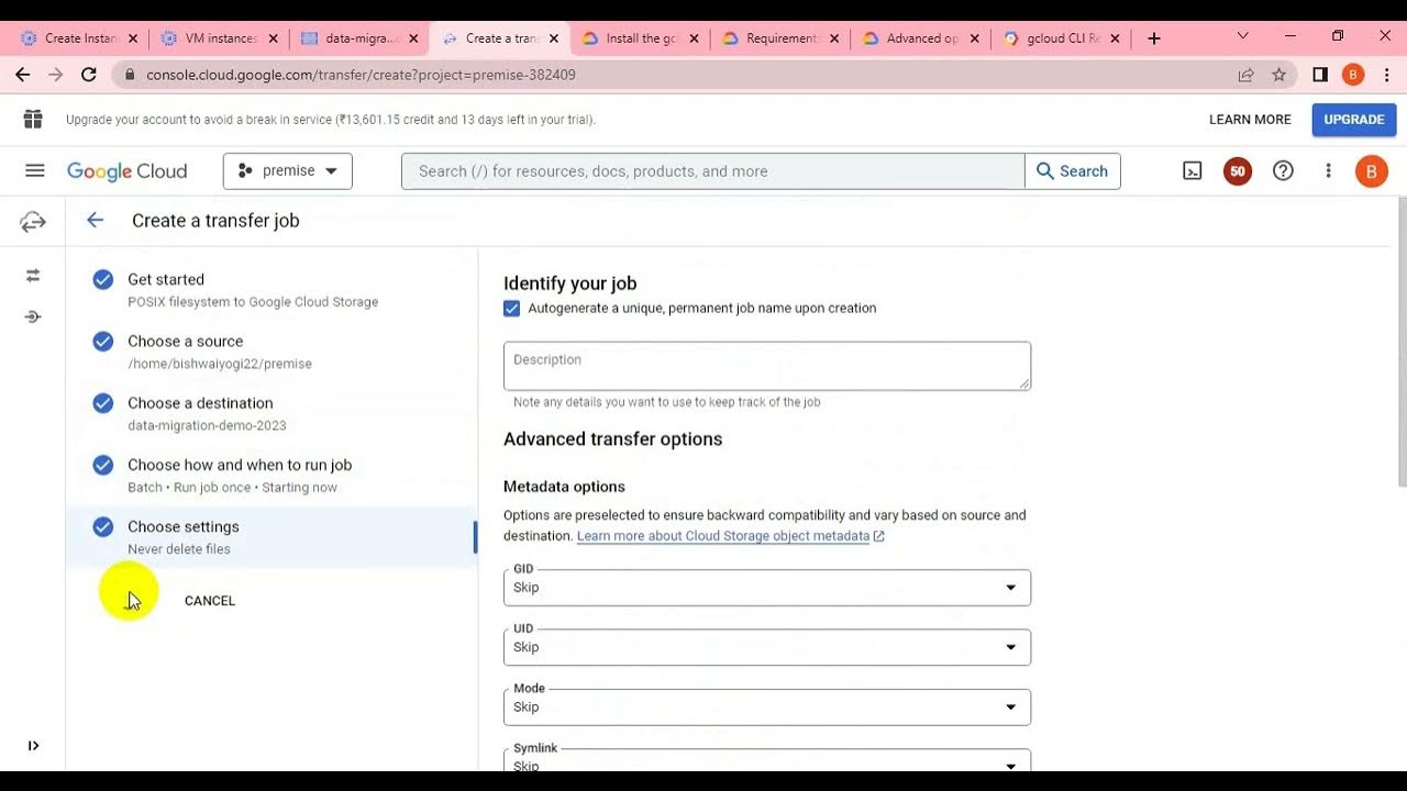 Migrate data from on premise to google cloud-Step 5 Create data ...