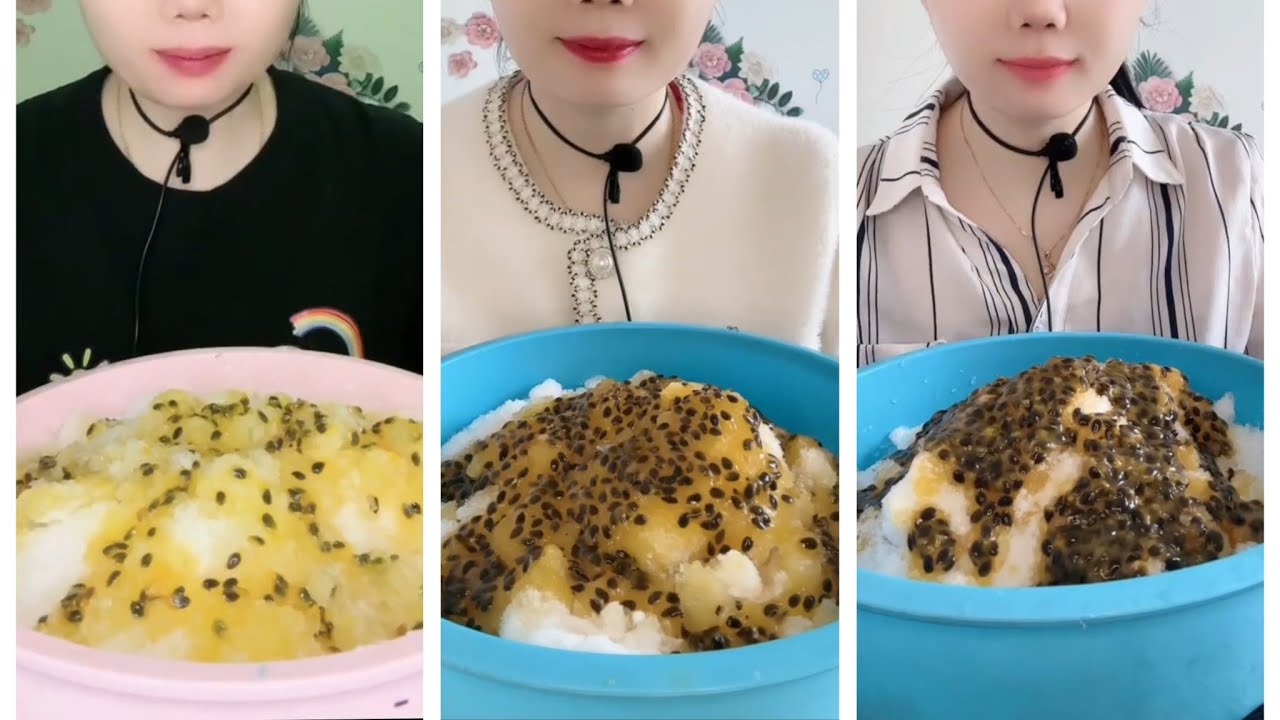 ICE-0133.asmr ice eating. soft ice with markisa fruit - YouTube