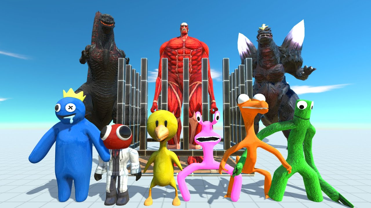X6 Rainbow Friends Rescue Colossal Titan From Godzilla - Animal Revolt ...
