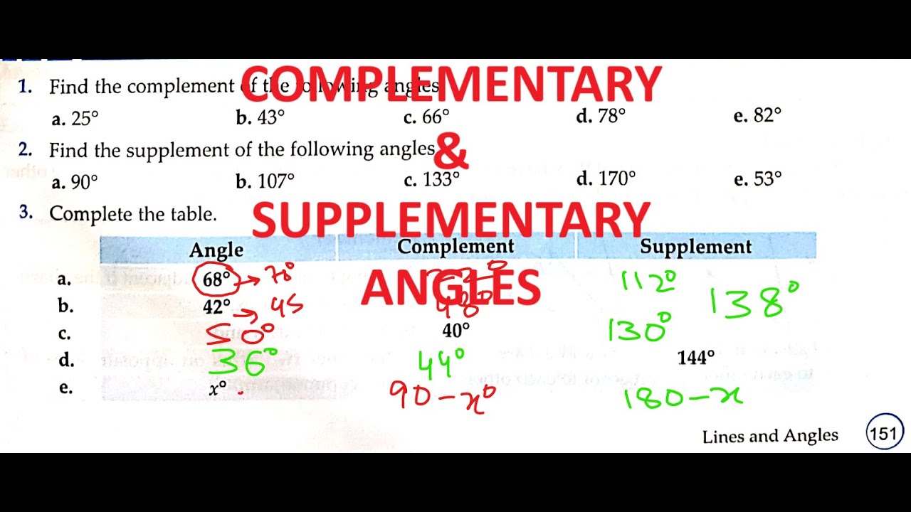 Complementary and Supplementary Angles | definitions, properties, and ...