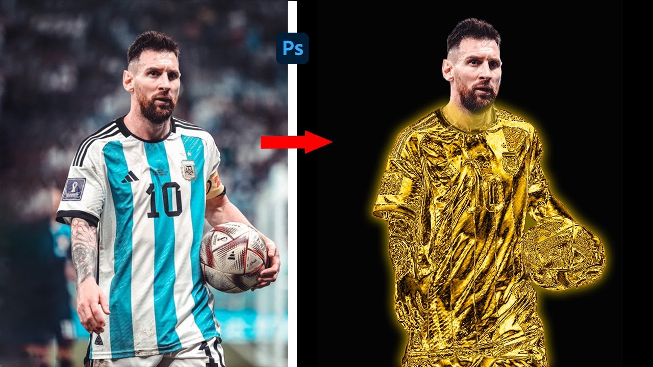 The gold Messi effect in photoshop | gold Messi effect in photoshop ...