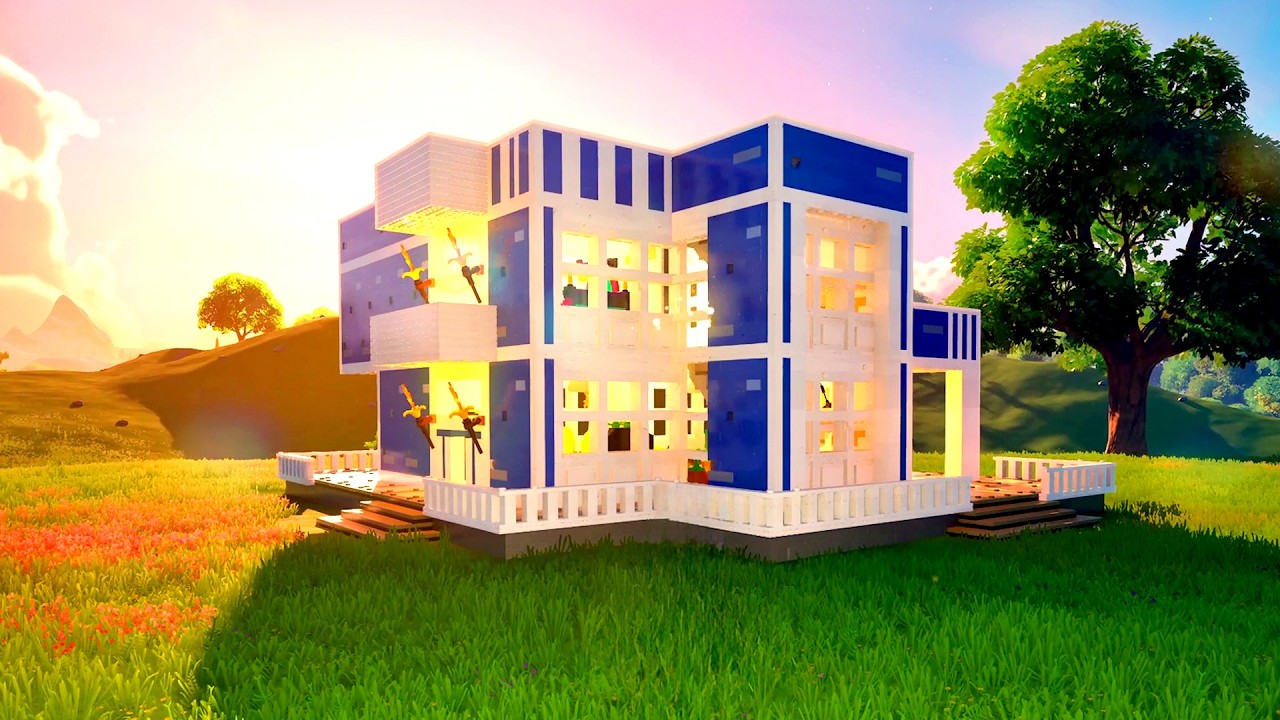 LEGO Fortnite TUTORIAL: How to build a BLUE HOUSE with Beachside ...