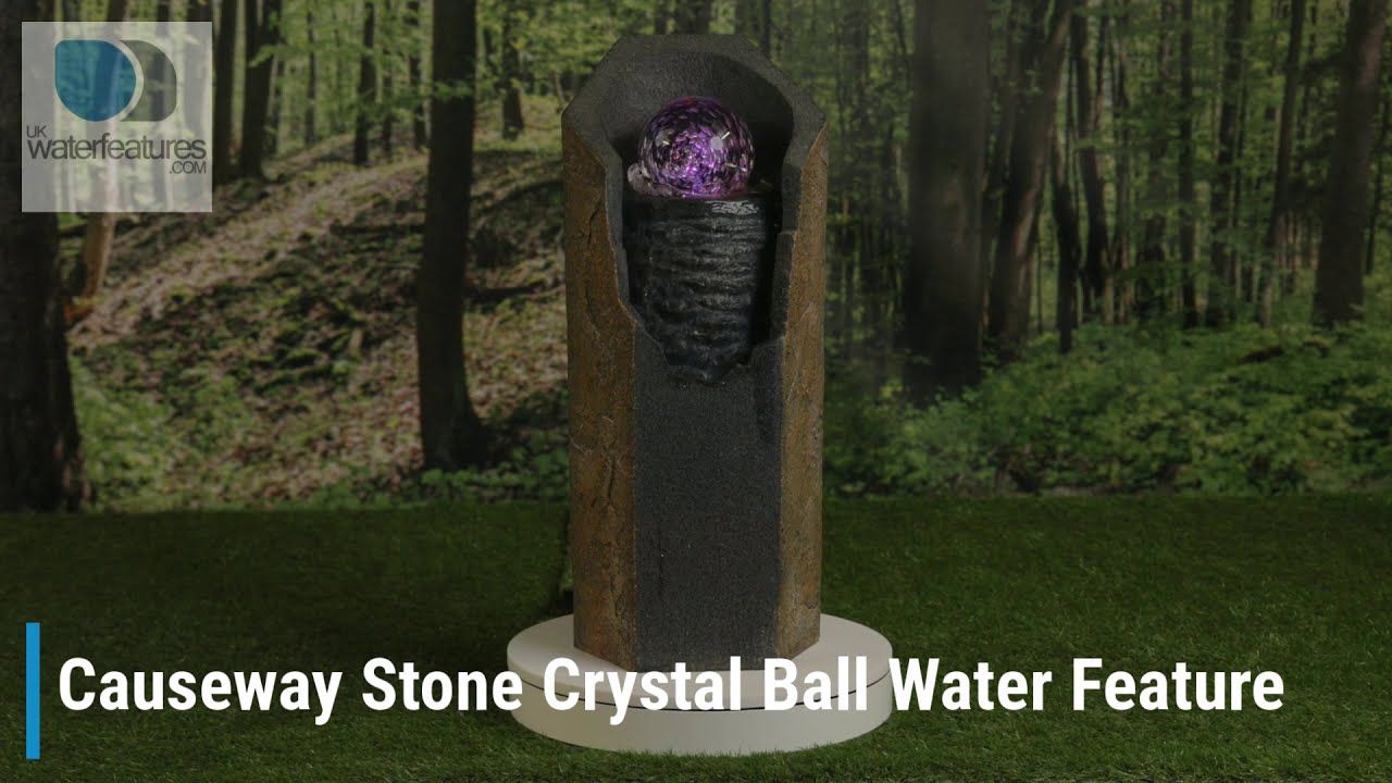 Causeway Stone Spinning Crystal Ball Garden Water Feature with LED ...