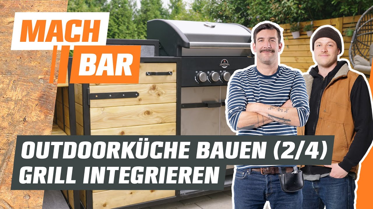 Outdoor-Küche selber bauen: Gasgrill einbauen (Teil 2) | OBI - YouTube