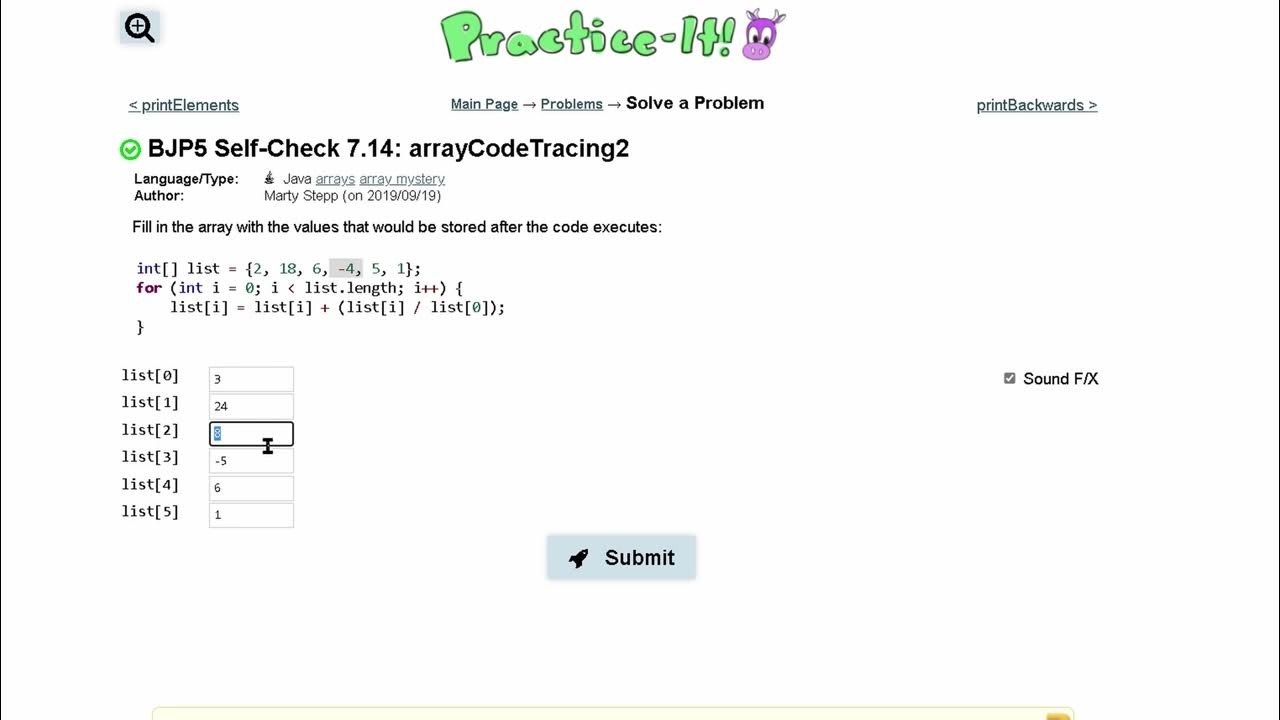 Java Practice It Self Check 714 Arraycodetracing2 Arrays Syntax Array Basics Youtube