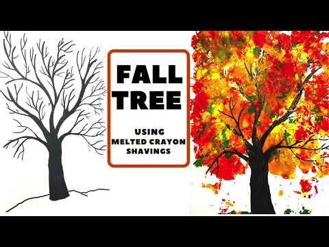 How to Make a FALL TREE ART using CRAYONS shavings| MELTED CRAYON ART ...