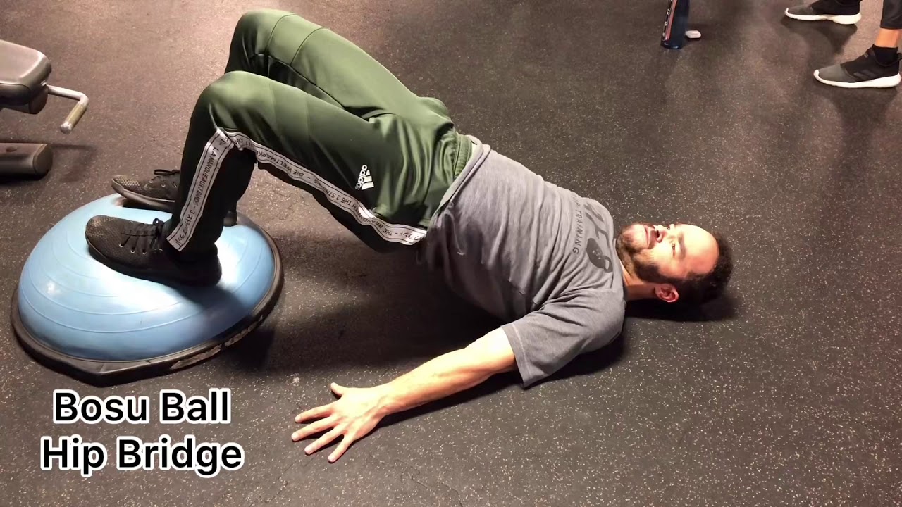 Bosu Ball Hip Bridge - YouTube