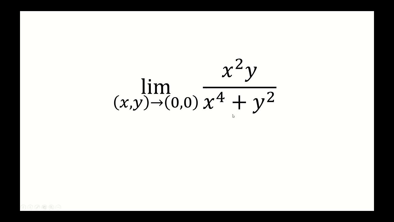 lim (x,y) approaches (0,0) of (x^2y)/(x^4+y^2) - YouTube