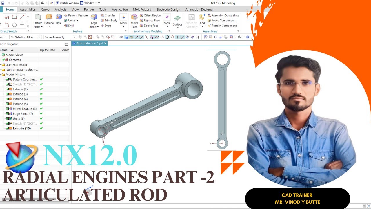 NX12.0 Radial engine sub-assembly Part -2 Articulated connecting Rod ...