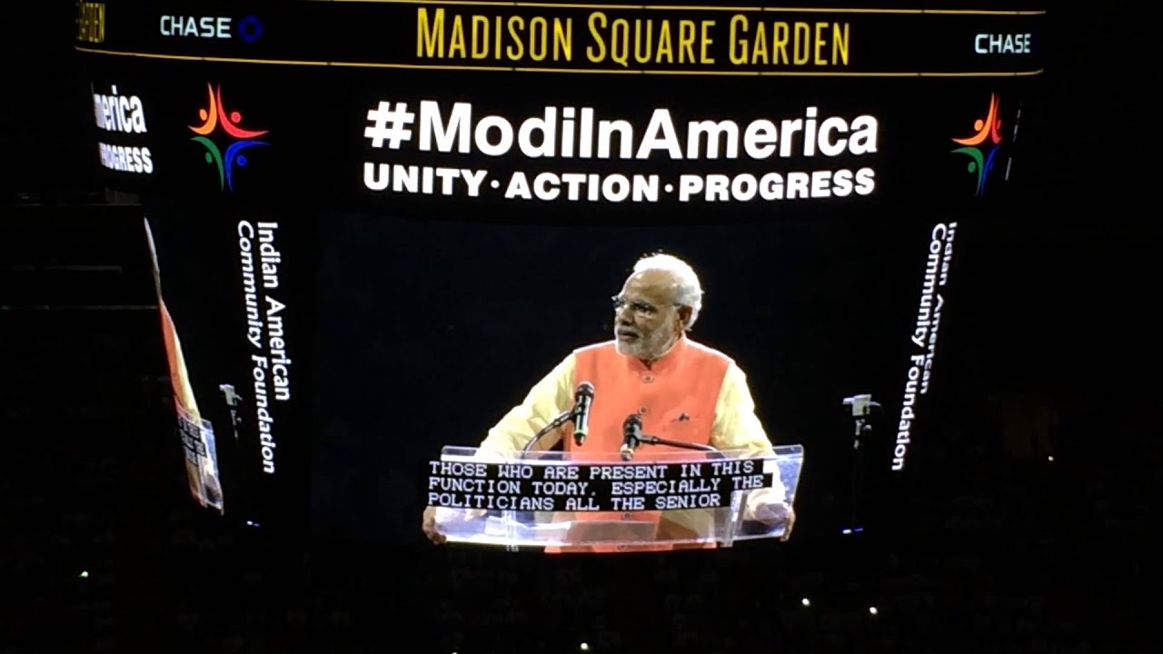 Modi at Madison Square Garden New York giving historical speech sept ...