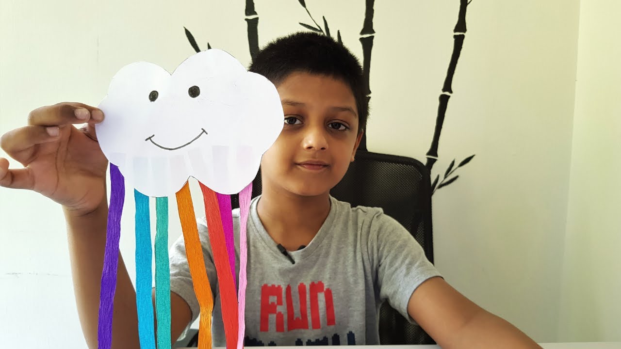 Rainbow cloud craft using paper, Cute rainbow paper craft for kids ...