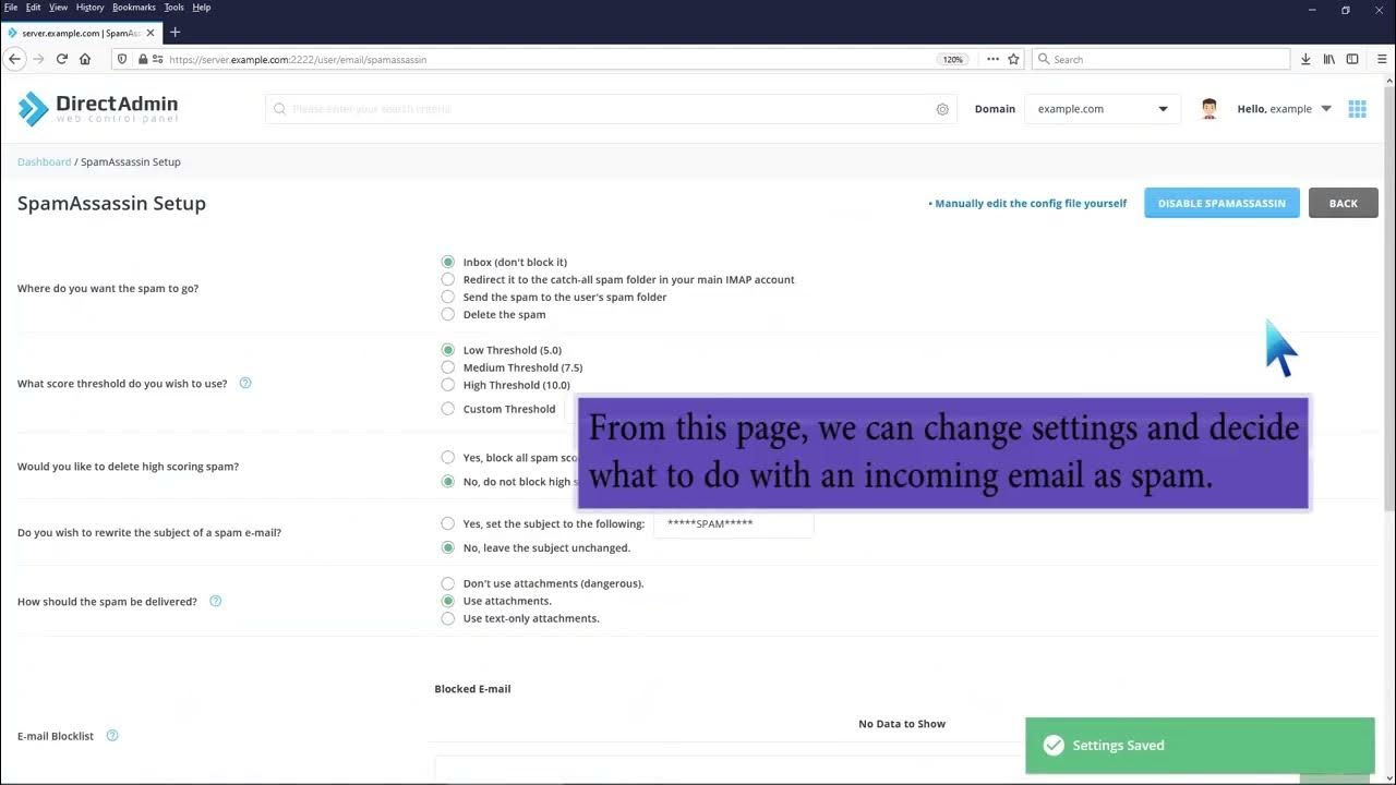 How to enable Apache SpamAssassin in DirectAdmin - YouTube