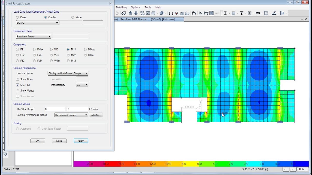 ETABS 2016 DISPLAY SHELL STRESS FORCE - YouTube