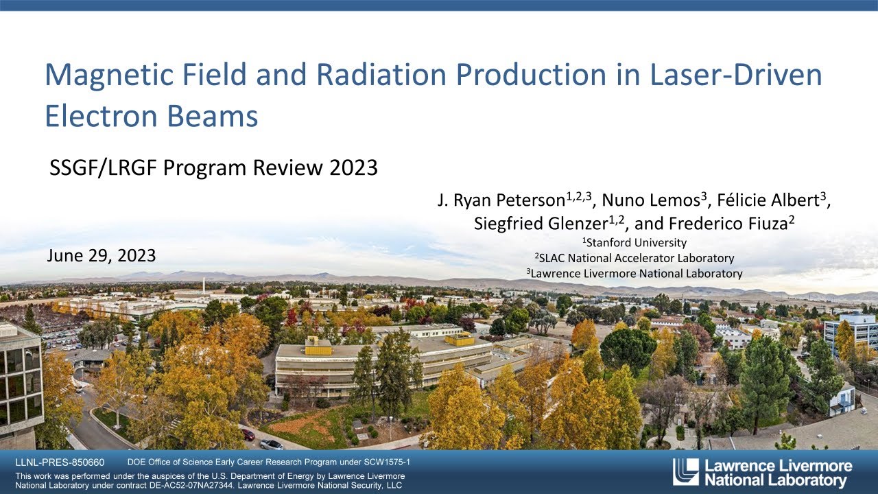 DOE NNSA LRGF 2023: Magnetic Field and Radiation Production in Laser ...