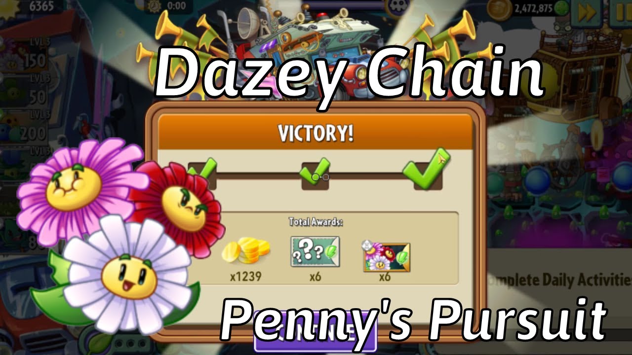Plants vs Zombies 2 Penny Pursuit Dazey Chain Week 199, Day 1-5 Boss ...