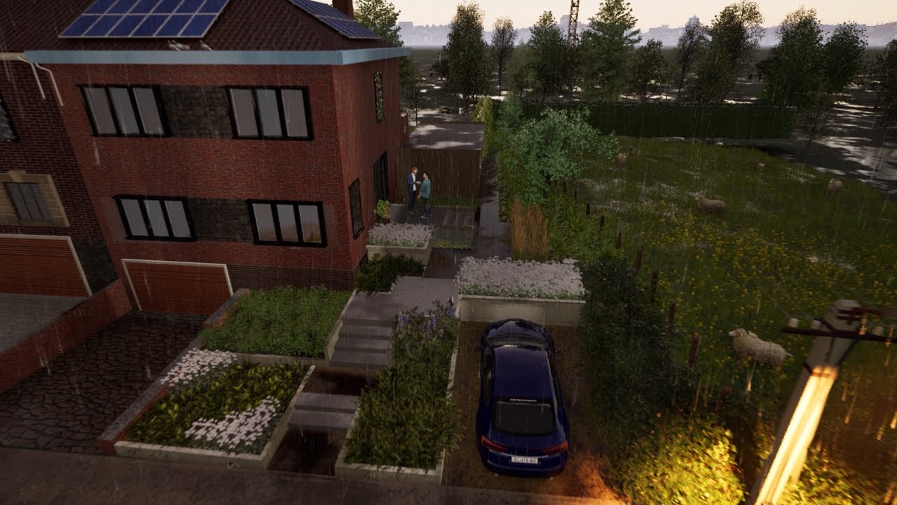 3D render voortuin te Brussegem - YouTube