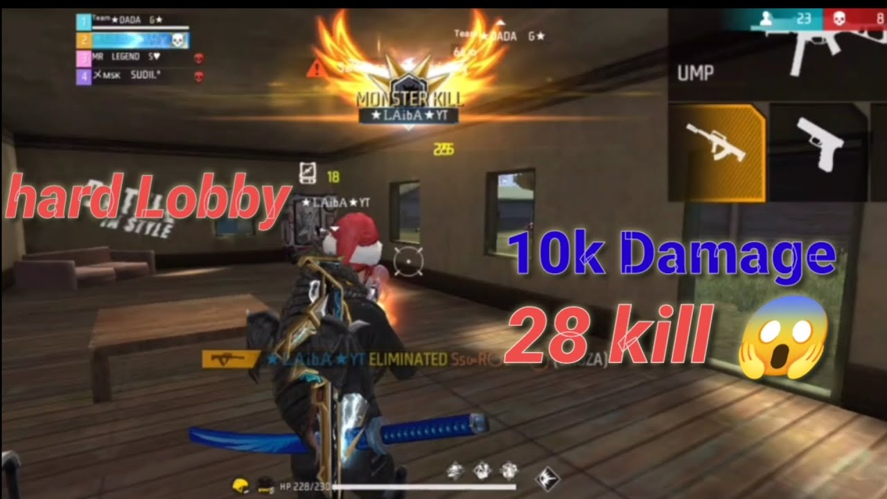 Free fire Br Rank game play Rank push but hard lobby 10k damage and 28 ...