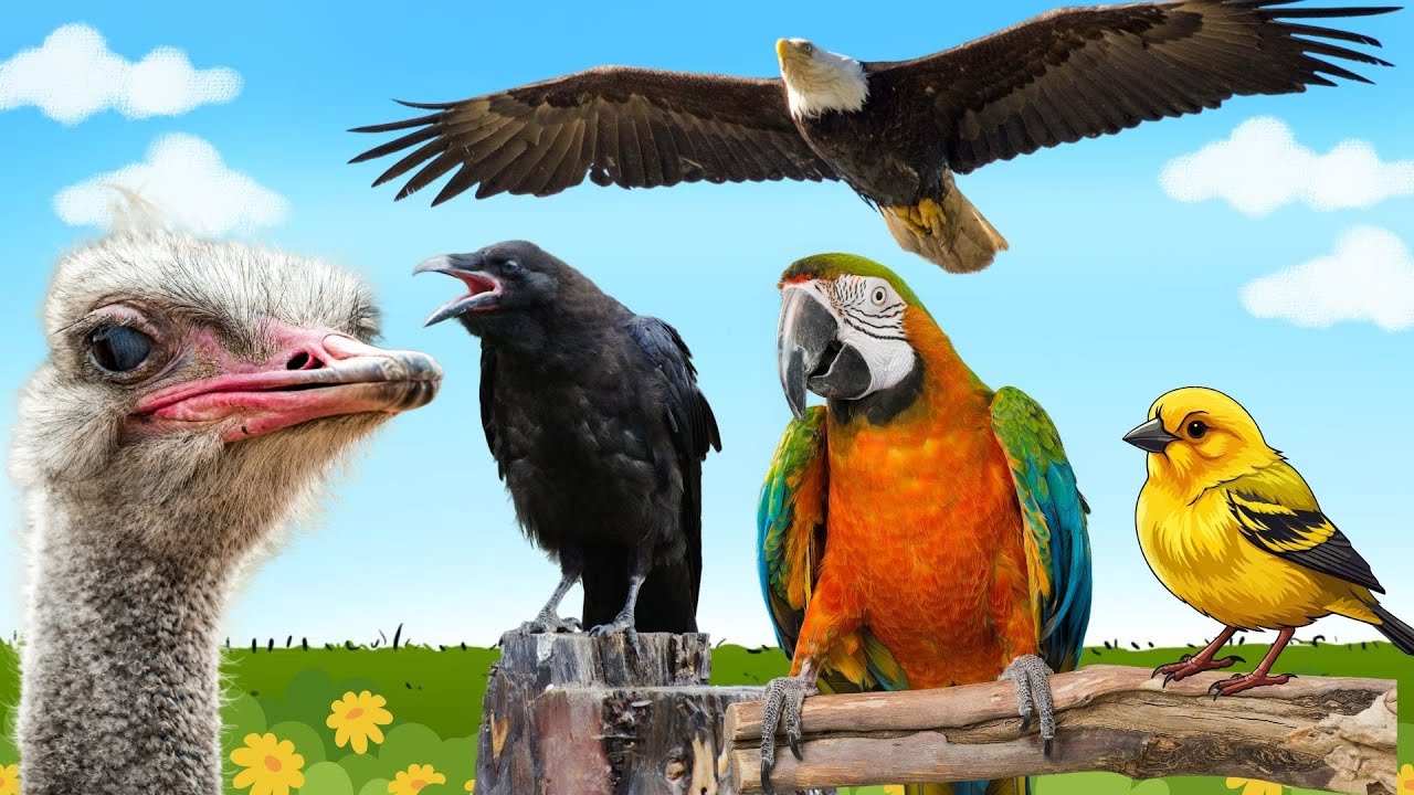 Learn the names and sounds of birds for kids birds sounds - YouTube