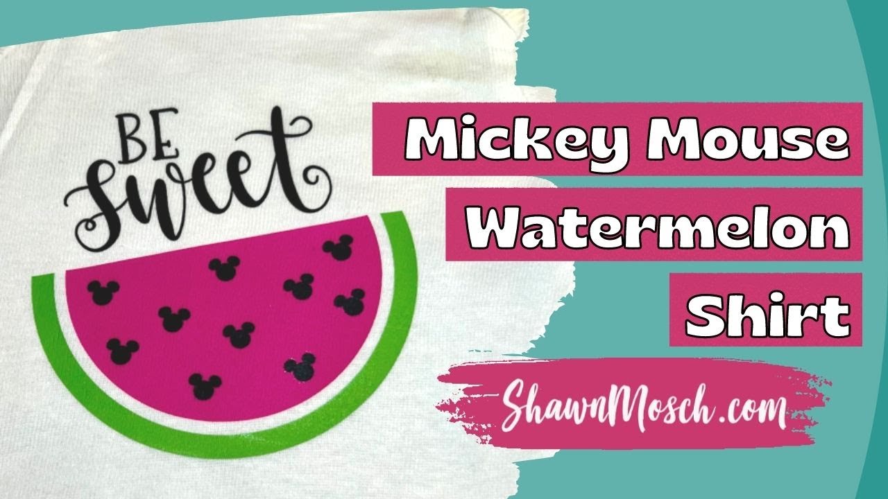Learn to layer HTV on a shirt with this Mickey Mouse watermelon desgn ...