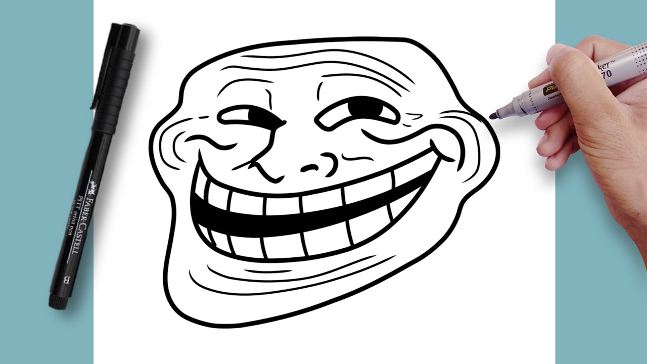 How To Draw TROLL FACE Easy Step-by-step Drawing Tutorial - YouTube