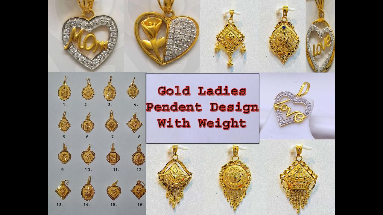 Gold Ladies Pendent || Latest Gold Chain Pendent Design With Weight ...