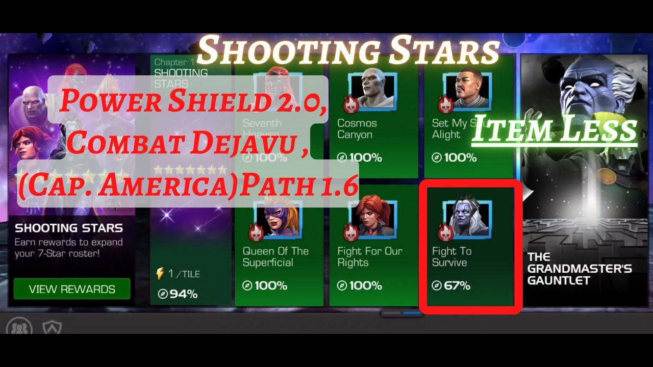 MCOC| Shooting Stars 1.6| Power Shield 2 | Fight to Survive | Item less ...