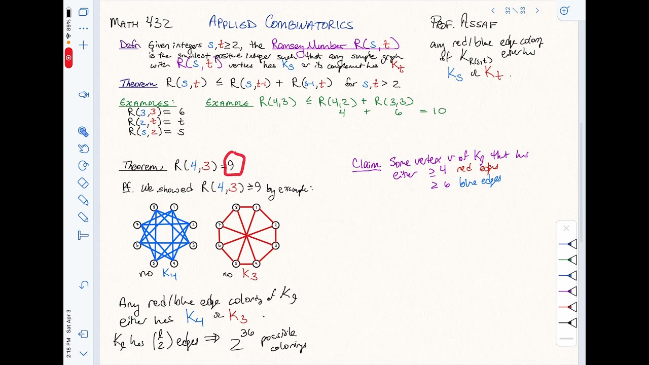 Math 432: Ramsey Theory - Computations (2 of 3) - YouTube
