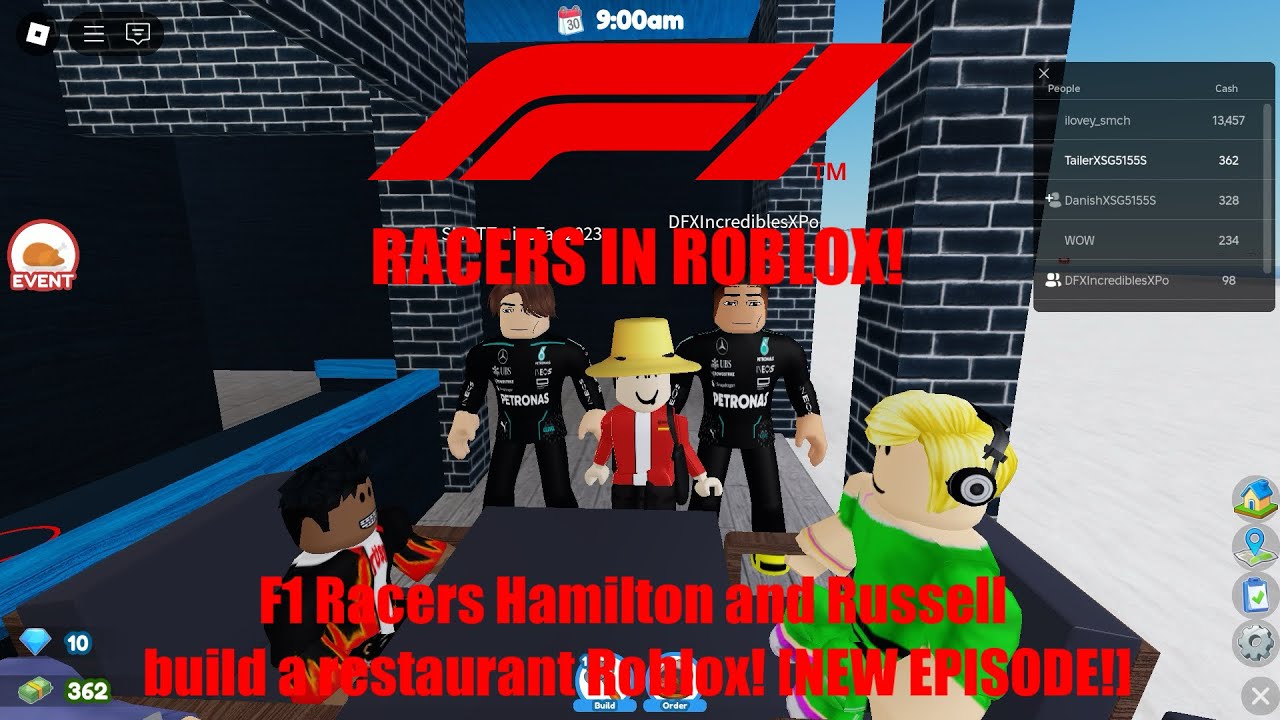 F1 Racers Hamilton and Russell build a restaurant Roblox! [NEW EPISODE ...