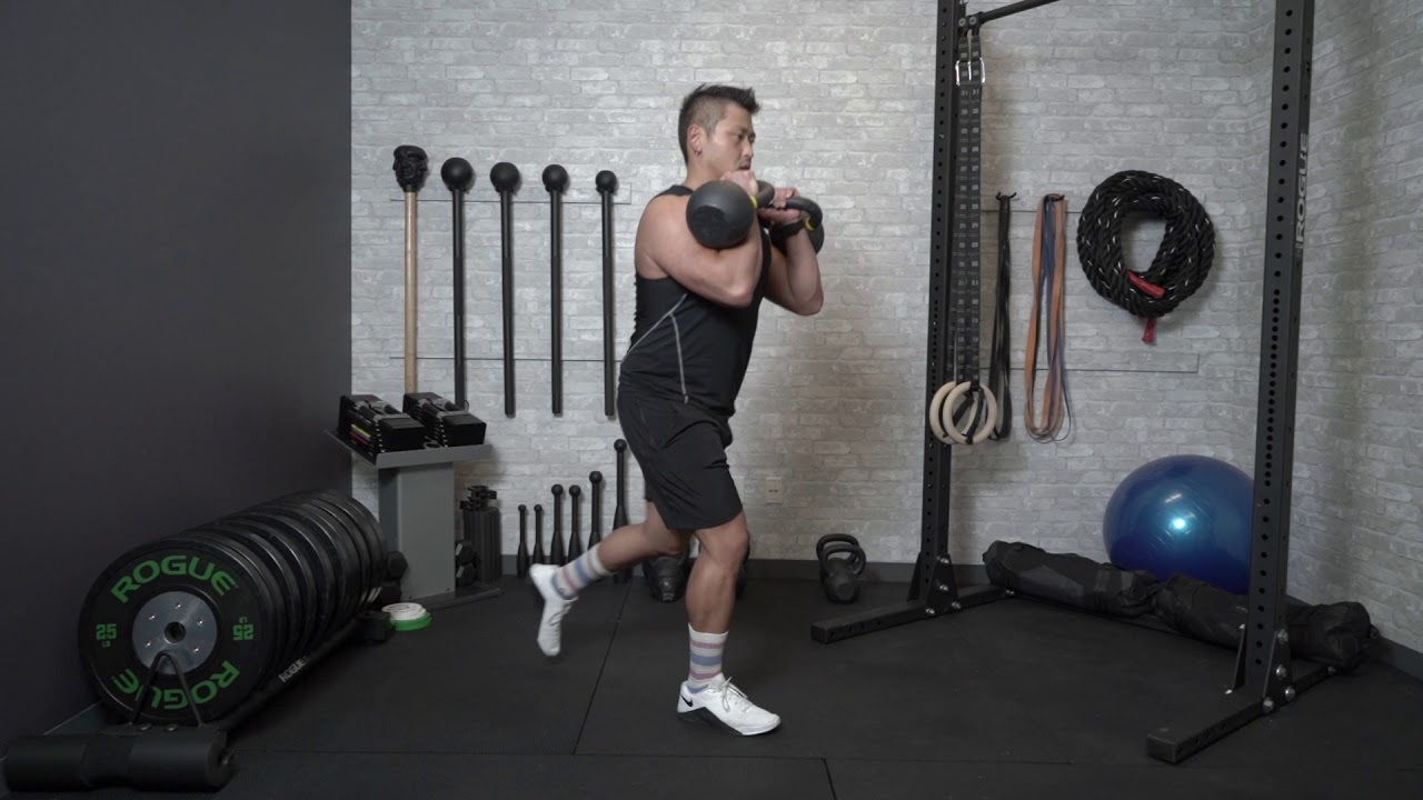 Double Kettlebell Rack Alternating Reverse Lunge - YouTube