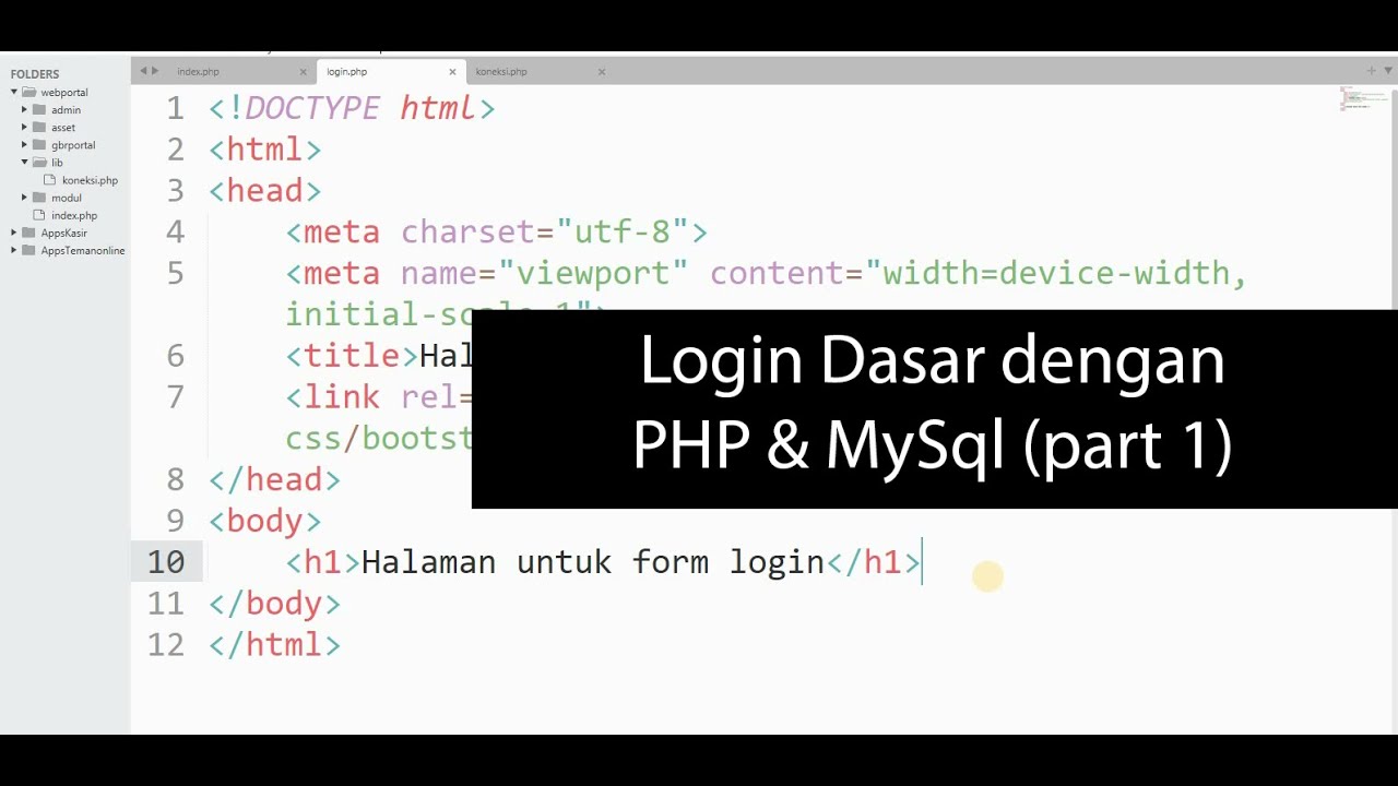 Login dasar dengan html dan php - YouTube